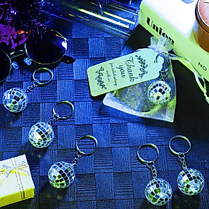 Sasylvia 50 Pcs Mirror Disco Ball Keychain Mini 70s Disco Keychain Bulk Disco Party Favors Small Silver Disco Ball Decorations for 1970s Party Graduation Supplies Birthday Accessories