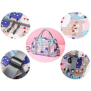 NRW Travel Duffle Bag Weekender Overnight Gym Tote with Dry and Wet Separated Pocket for Women Girls Shoulder Bag Workout Water Resistant (cute dinosaurs) (023)