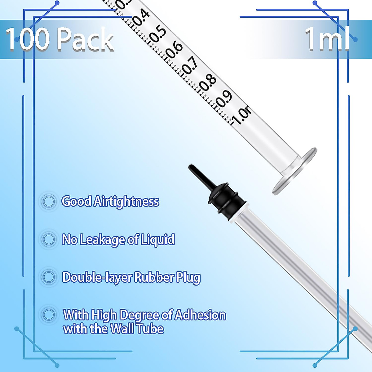 1ml Syringes with Caps (Pack of 100)