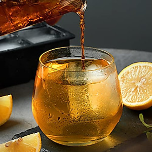 ALLTOP Ice Cube Trays(Set of 2),Sphere Mold with Lid & Large Square Ice Maker for Whiskey, Cocktails,Reusable Round Silicone Tools, DIY,Freezer-Black