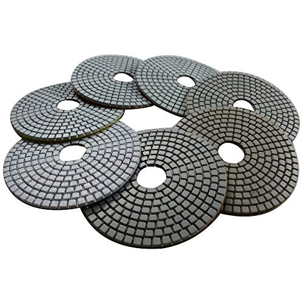 Konfor 5 Inch Wet Diamond Polishing Pads - 7 Piece Set for Marble Granite Concrete Countertop Glass Engineered Stone