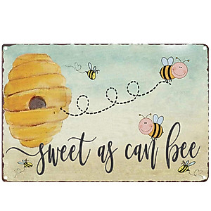 TISOSO Funny Inappropriate Signs Sweet As Can Bee Retro Vintage Metal Sign Farmhouse Country Home Decor Garden Decoration 8X12Inch