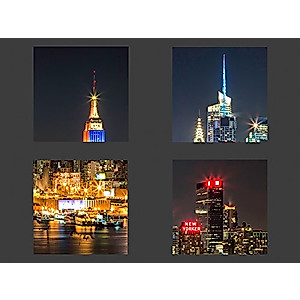 Picanova Illuminated Manhattan New York 100 x 50 cm - Premium Canvas Print - Art Print on 2 cm Wooden Stretcher Frame for Bedroom and Living Room Print on Canvas, Multi-Colour