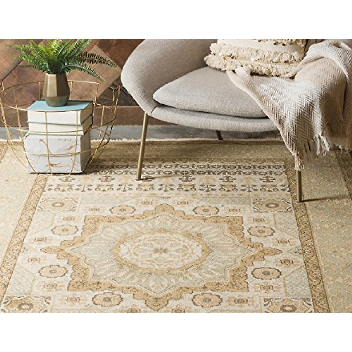Unique Loom Palace Collection Area Rug - Saray (5' 1" x 8' Rectangle, Cream/ Light Brown)