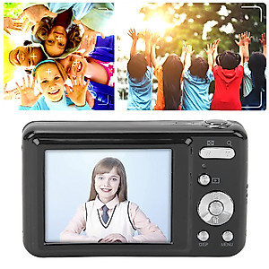 Portable Digital Camera, 48MP HD Digital Camera with 2.7in Screen and 8X Zoom, Vlogging Camera for Children Beginners, Supports 32GB Storage Expansion (Black)