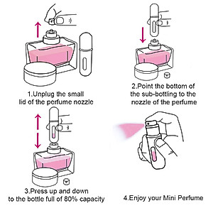 Hyshina Travel Spray Perfume Bottles, Portable Refillable Atomizer, Mini Size Fragrance Empty Bottle, Scent Pump Case 4 Pcs 5ml/0.2oz