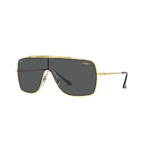Ray-Ban RB3697 Wings II Square Sunglasses, Legend Gold/Dark Grey, 35 mm
