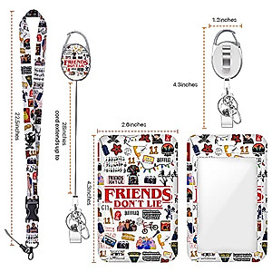 Id Badge Holder with Lanyard Retractable Badge Reel Funny TV Show Merchandise Fans Merch Gifts Stuff Lanyards for Id Badges Vertical Id Protector Badge Clip for Friends Nurse Doctor Teacher Birthday
