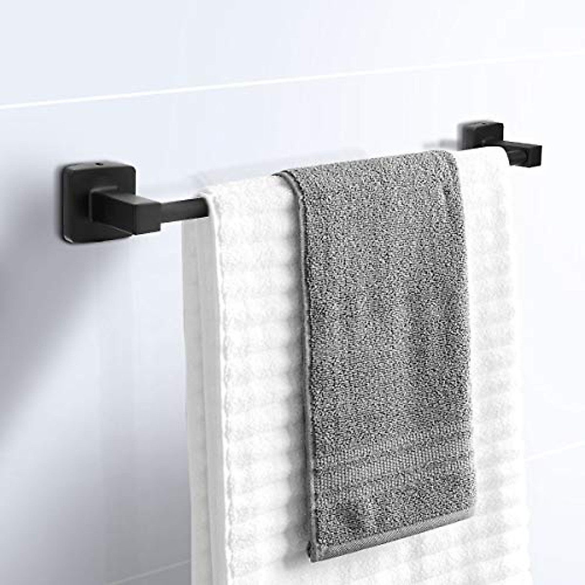 Matte Black Bathroom Hardware Set 4 Pieces,Towel Bar Set Includes 17In Hand Towel Bar, Towel Ring, Robe Towel Hooks,Toilet Paper Holder, Bathroom Towel Rack Set