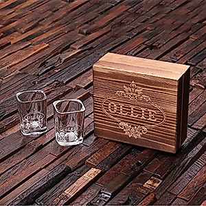 Teals Prairie & Co. Personalized Engraved Shot Glasses with Keepsake Box Set of 2