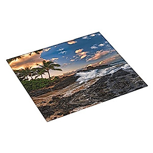 Palm Trees Clouds Tropical Coast Printed Drying Mat For Kitchen Ultra Absorbent Microfiber Dishes Drainer Mats Non-Slip Silicone Quick Dry Pad - 18 X 16inch