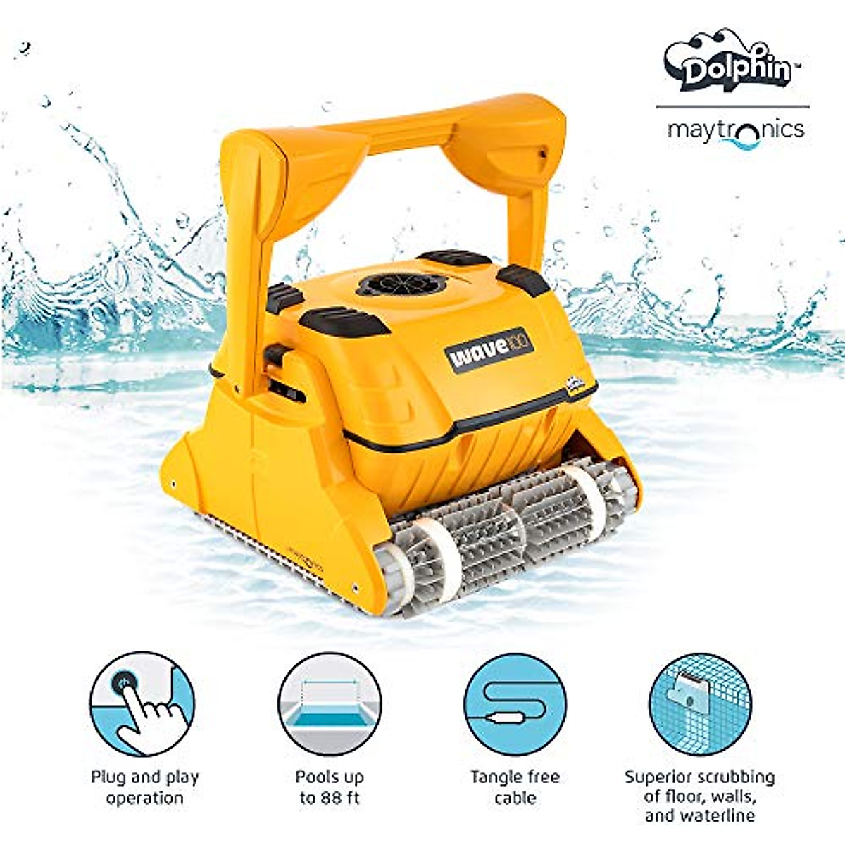 DOLPHIN Wave 100 Commercial Robotic Pool Cleaner with Caddy, Engineered for Extraordinary Pool Cleaning Performance, Ideal for Commercial Swimming Pools up to 88 Feet…