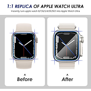 Fullife - Ultra Look - 2 in 1 Compatible with Waterproof Apple Watch Case 44mm Series 6 5 4 SE with Tempered Glass Screen Protector, iWatch 360 Protective Hard PC Bumper for Men Women, 44mm Titanium