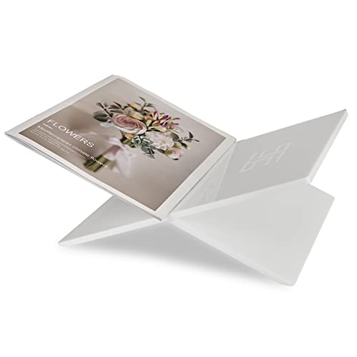 Honygebia White Acrylic Book Stands - Cross Frame Acrylic Book Holder, Open Bookstand for Display and Reading, Suitable for Art, Bible, Cookbook, Easel, Magazine, Textbooks 12.5" x 9.5" x 5.5"