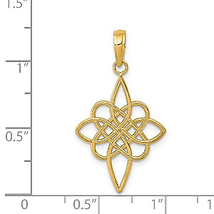 IceCarats 14K Yellow Gold Heart Claddagh Celtic Love Knot Necklace Charm Pendant Irish Jewelry Only