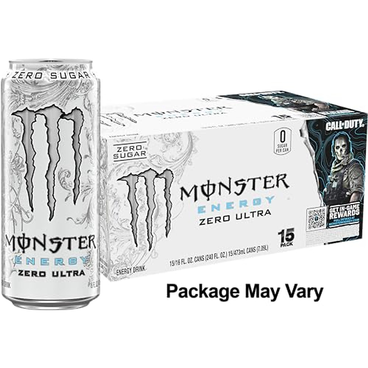 Monster Energy Zero Ultra, Sugar Free Energy Drink, 16 Fl oz (Pack of 15)