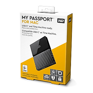 WD 4TB My Passport for Mac Portable External Hard Drive, USB-C/USB-A - WDBP6A0040BBK-WESE