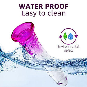 Realistic Dildo Clear Silicone 8.66" Purple Dildo with Strong Suction Cup for Women Hand Free Play Flexible Soft Penis Dong, Adult Sex G-spot Dildos Toys for Vaginal and Anal Stimulation