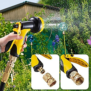 Gsinodrs Garden Hose Quick Connect Fittings, Brass Hose Quick Connectors, 3/4 Inch GHT Quick Connector Fittings, Leak Proof Water Hose Male Female Adapters, 2 Sets with 4 Rubber Gaskets