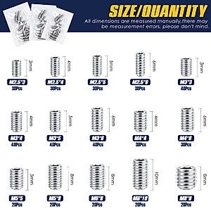 Bonost 440Pcs Set Screw Assortment Kit Metric - M2.5 M3 M4 M5 M6 M8 Stainless Steel Hex Allen Head Socket Grub Screw, Small Set Screws for Door Handles, Bathroom Fixture