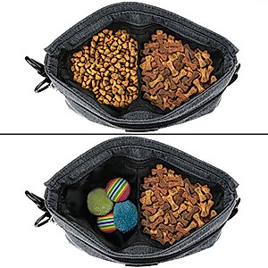 Viklluyr Dog Treat Pouch Bag with Magnetic Closure, 2 Zip Pockets, Dog Food Bag with Removable Inner Pocket, Padded Shoulder Strap, Perfect Food Bag for Agility Training - Including Carabiner