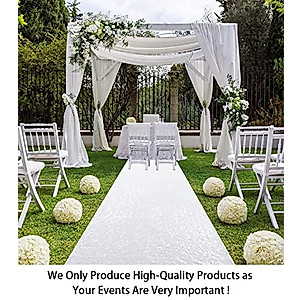 White Aisle Runners for Weddings 2FTx15FT Sequin Fabric Aisle Runner Outdoor Indoor Party Supplies 15FT Long Glitter Bridal Ceremony Carpet Runner for Birthday Prom Hallway Deocration