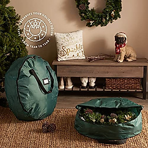 Zober 2-Pack Christmas Wreath Storage Bag 24" - Artificial Wreaths, Durable Handles, Dual Zipper & Card Slot, Holiday Xmas Tear Resistant Storage Container 420D Oxford Fabric