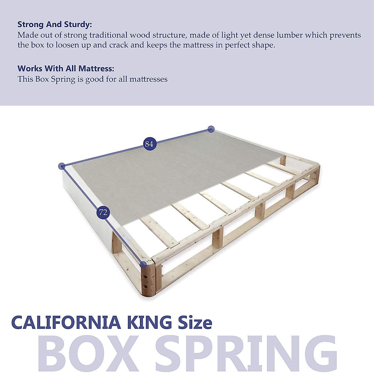 Spinal Solution Wood Traditional Box Spring/Foundation for Mattress, California King, 3