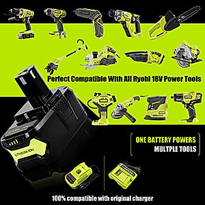 Jialitt Upgraded 6.0Ah 18V P108 Battery Li-ion Replacement Compatible with Ryobi 18V Battery Ryobi ONE+ P108 P102 P103 P104 P105 P107 P109 P122 Cordless Power Tools Battery with LED Indicator 2Pack