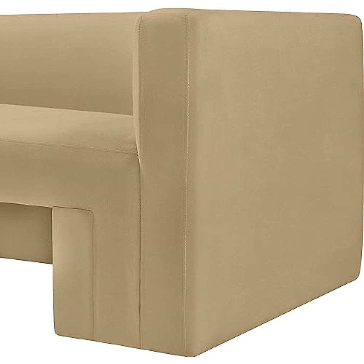 Meridian Furniture 665Camel-S Henson Collection Modern | Contemporary Velvet Upholstered Sofa with Soft Camel Velvet, Solid Wood Frame, 89.5" W x 34.5" D x 28" H, Camel