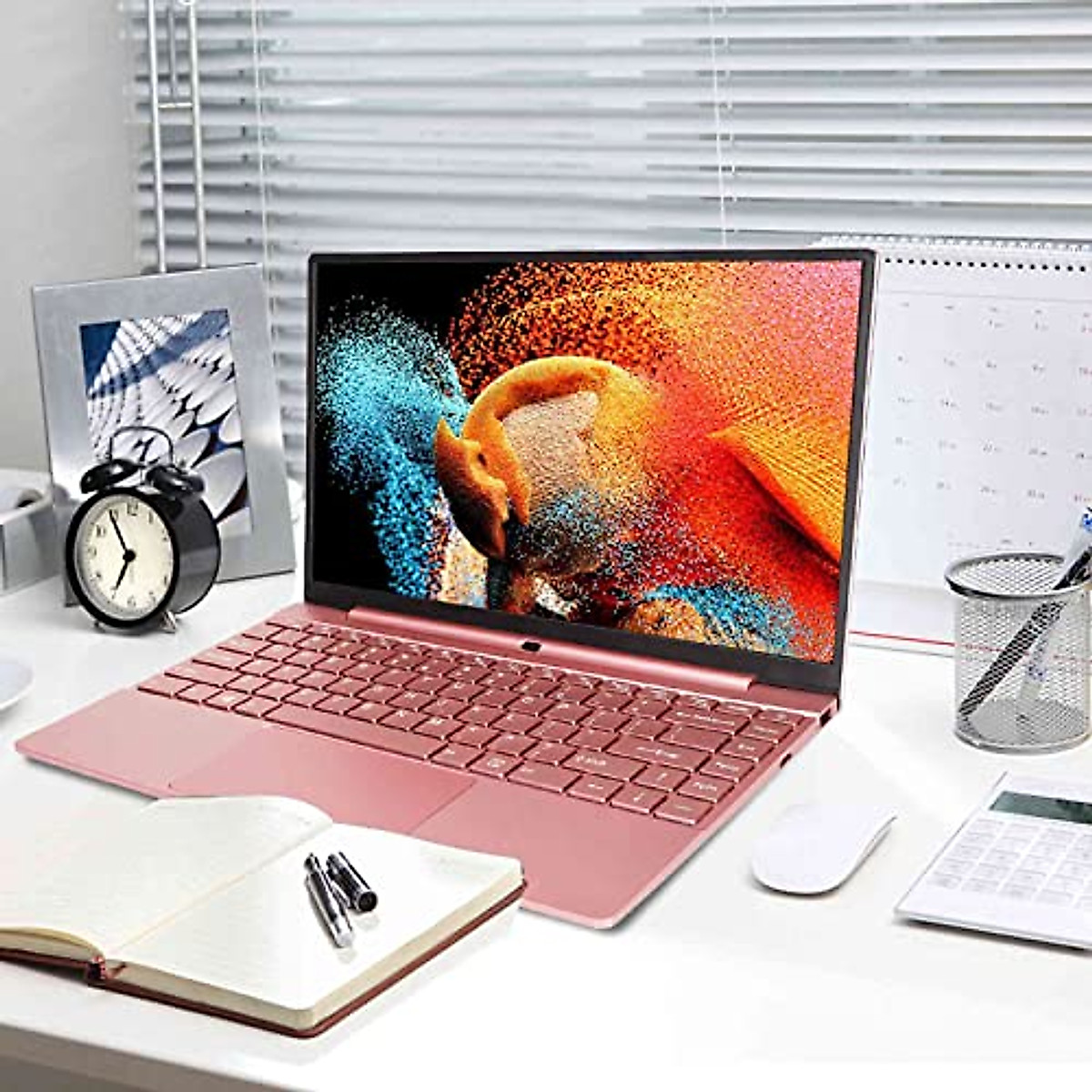 Micro Edge Laptop, 128GB SSD Aluminum Alloy Backlit Keyboard Digital Touchpad Ultra Thin Laptop IPS Screen HD 8G RAM for School (US Plug)