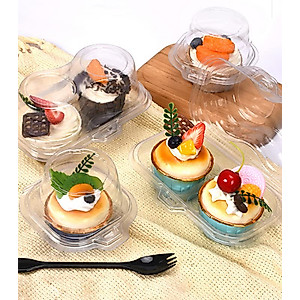 XIZHI 25Pcs Clear Cupcake Boxes with 2 Compartment,Plastic Stackable Cupcake Carrier Holder Box - BPA-Free,Durable,Keep Your Cupcakes or Muffins Delicious