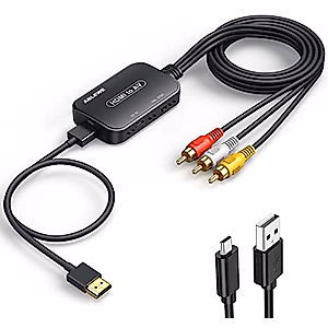 ABLEWE HDMI to RCA Converter, HDMI to RCA Adapter, HDMI to AV 3RCA CVBs Composite Video Audio Converter Adapter for TV Stick/Roku/Apple TV/PC/Laptop/Xbox/HDTV ( with HDMI Cable & USB Cable)