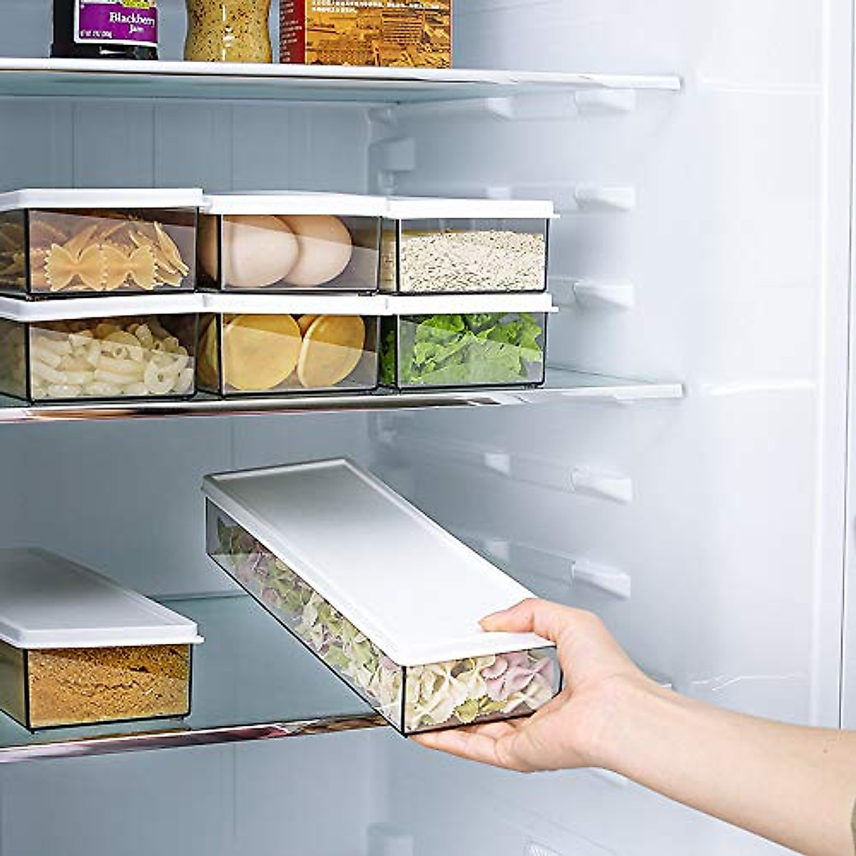 AIYoo Flatware Tray Kitchen Drawer Organizer With Lid And Drainer - Plastic Food Storage Container food storage box for refrigerator Dinnerware Holder