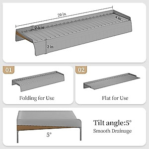 Sink Protector Expandable Silicone Mat, Prevent Cracking Scratching, 5 Degree Tilt Angle, Strong Compatibility, Trimmable Design for Double Basin Sink, Bathtub (White)
