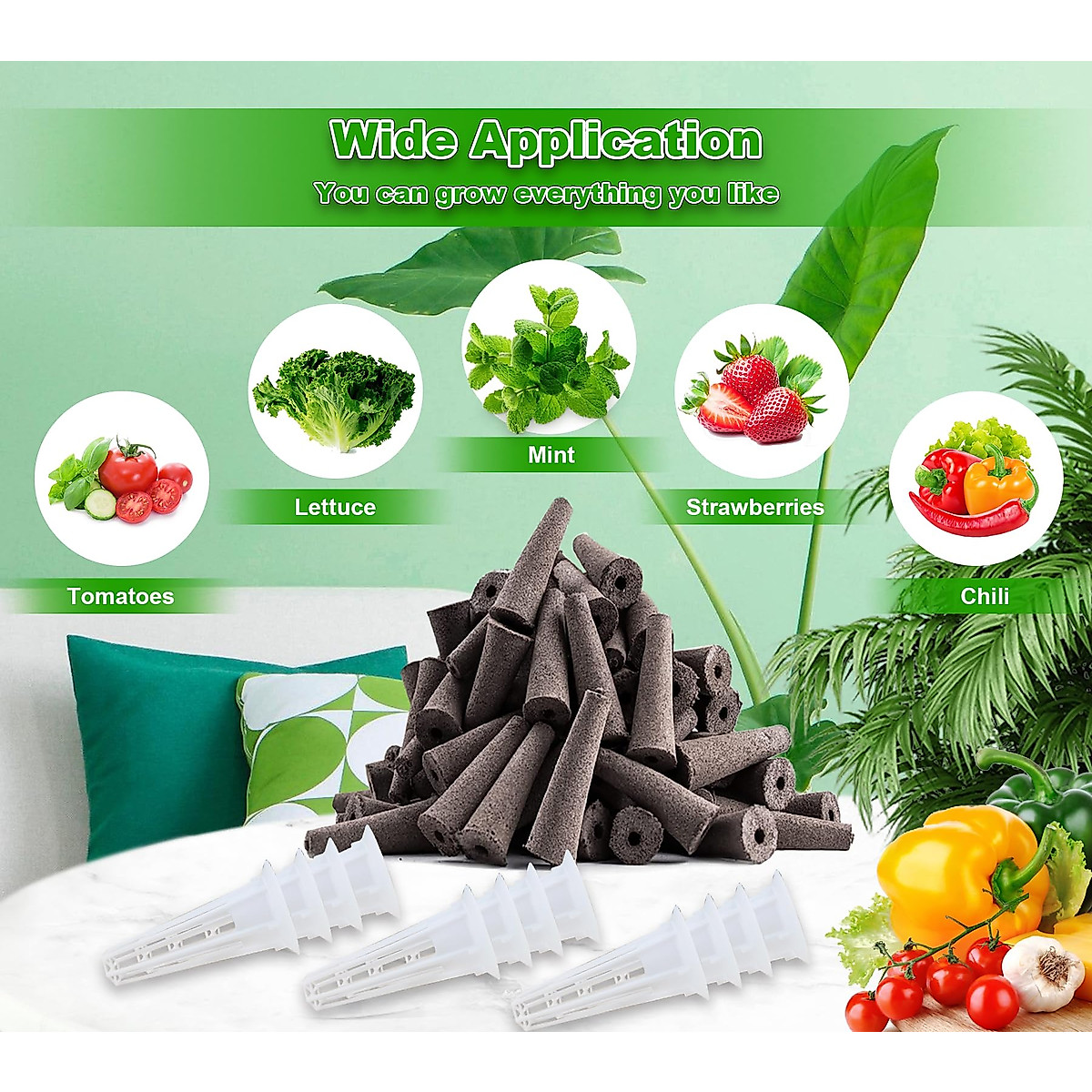 51Pcs Seed Pods Kit for Aerogarden, Hydroponic Pods Supplies, Hydroponic Garden Accessories with 200ml Plant Food Nutrient,12 Grow Sponges, 12 Grow Baskets, 12 Pod Labels, 12 Grow Domes, 1 Tweezer