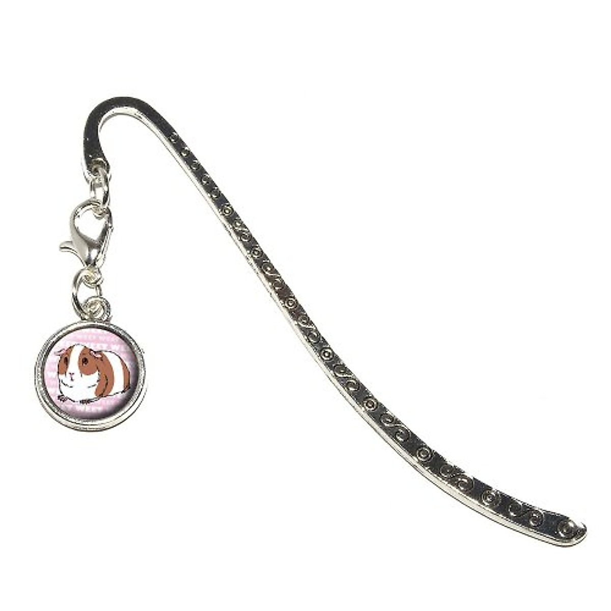 Guinea Pig - Pet Critter Pink Metal Bookmark Page Marker with Charm