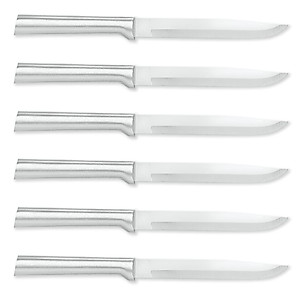 RADA Cutlery Utility Steak Knife – Stainless Steel Blade With Brushed Aluminum Handle Made in USA, 8-5/8 Inches, 6 Pack