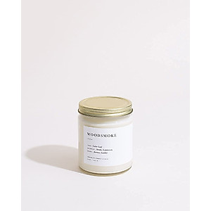 Brooklyn Candle Studio Woodsmoke Minimalist Candle - Luxury Scented Candle, Vegan Soy Wax, Hand Poured in The USA, 50 Hour Slow Burn Time - 7.5oz