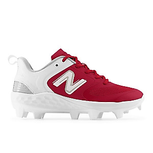 New Balance Women's Fresh Foam Velo V3 Molded Softball Shoe, Red/White, 7
