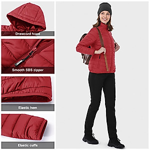 Outdoor Ventures Women's Packable Lightweight Full-Zip Puffer Jacket with Hood Quilted Winter Coat