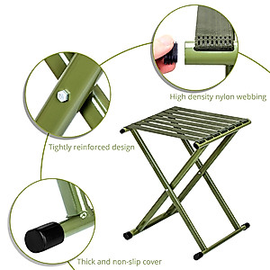 TRIPLE TREE Folding Stool, 2-Pack Portable Camping Stool 17.8inch Height Lightweight Stainless Steel Foldable Chair for Outdoor Camping Walking Hunting Hiking Fishing, Support 600 lbs