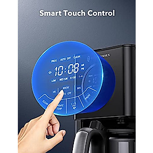 XINYUWZ 12 Cup Programmable Coffee Maker, Drip Coffee Machine with Temperature Control, Auto Pause Coffee Brewer with Glass Carafe, Family Coffeemaker with Self-Cleaning Function Black