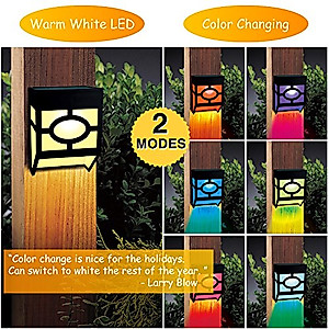 Greluna Solar Wall Lights Outdoor, 2 Modes Solar Led Waterproof Lighting for Deck, Fence, Patio, Front Door, Stair, Landscape, Yard and Driveway Path,Warm White/Color Changing,Pack of 8