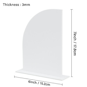 JINMURY 10 Pack White Acrylic Half Arch Sign with Stand | 5x7 Inch Half Arch Acrylic Blank Sign and Base, DIY Wedding Table Numbers, Wedding Signage, Events& Parties (Half Arch, 5x7 Inch)