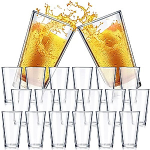 Inbagi 18 Pcs 16oz Highball Drinking Glasses Set Clear Glass Cups Crystal Bar Tall Pint Pub Beer Glasses Basics Tumbler Glassware for Kitchen Everyday Dinner Water Wine Iced Tea Juice Gifts