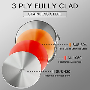 Flamingpan 12QT Heavy Duty Stainless Steel Stock Pot - Perfect Pot for Soups, Stews, Big Pot for Large Batch Cooking - Durable, Rust-Resistant & Non-Discoloring Stock Pot, Easy to Clean