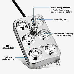 SKYTOU Mist Maker Fogger, 6 Head Ultrasonic Fog Machine 304 Stainless Steel with Transformer for Greenhouse Garden Lawn and Pond