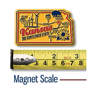 Kansas Premium State Magnet by Classic Magnets, 2.6" x 1.6", Collectible Souvenirs Made in The USA