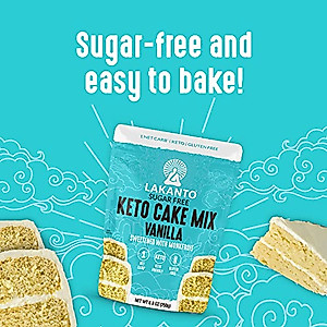 Lakanto Sugar Free Keto Cake Mix - Sweetened with Monk Fruit, Gluten Free, 1 Net Carb, Keto Diet Friendly, Delicious - Vanilla